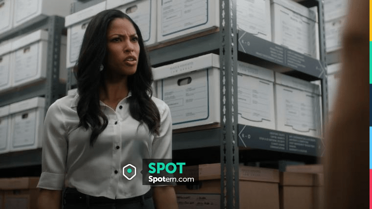 L'Agence Niccola Stretch-Silk Blouse worn by Erica Rollins (Lex Scott ...