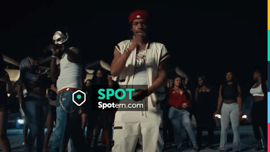 Sp5der Patent Orange Crystal Buckle 'Sp5' Belt worn by Lil Baby in Lil ...