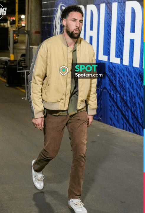 Marni Beige & Olive Green Split Bomber Jacket worn by Klay Thompson on ...