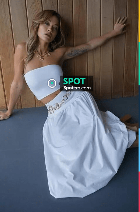 Primark Rita Ora Stretch Bandeau Top in White worn by Rita Ora at ...