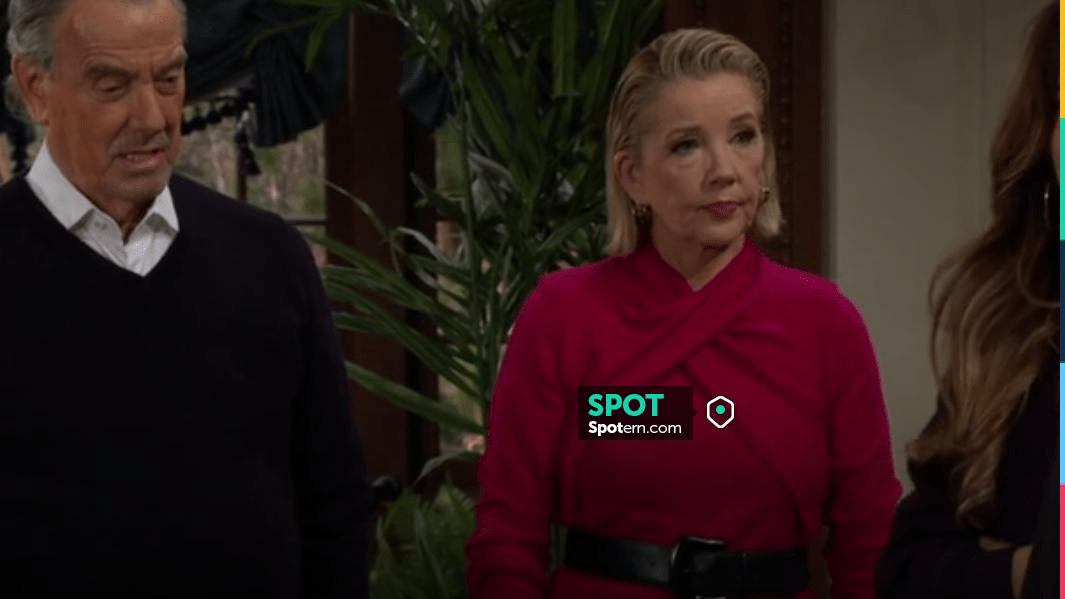 The Fold London Islay Knitted Top in Magenta worn by Nikki Reed Newman ...