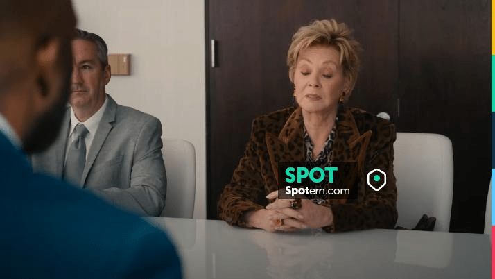 Etro Brown Leopard Print Velvet Blazer worn by Deborah Vance (Jean ...