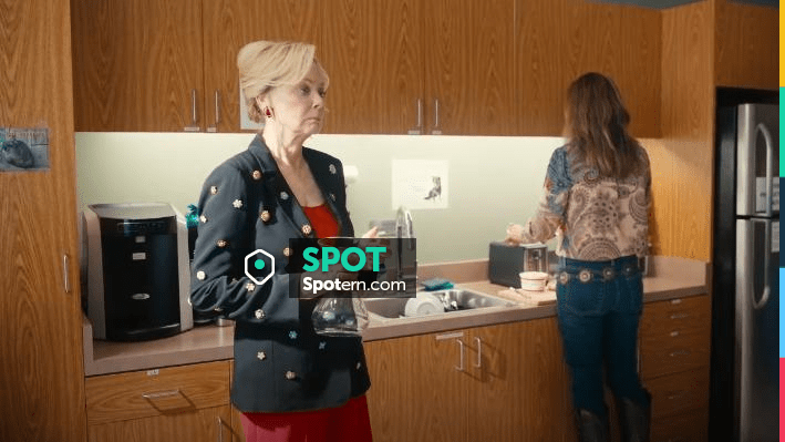 Cinq A Sept Black Floral Beaded Blazer worn by Deborah Vance (Jean ...