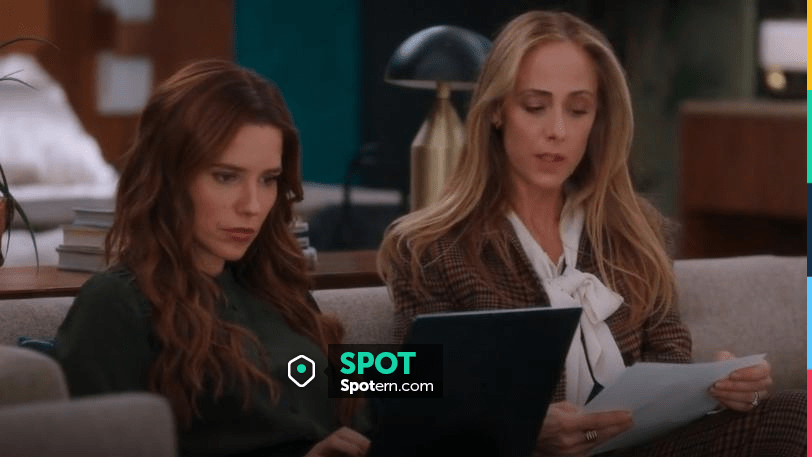 Frame Band Collar Silk Button-Up Shirt In Military Green worn by Cass ...