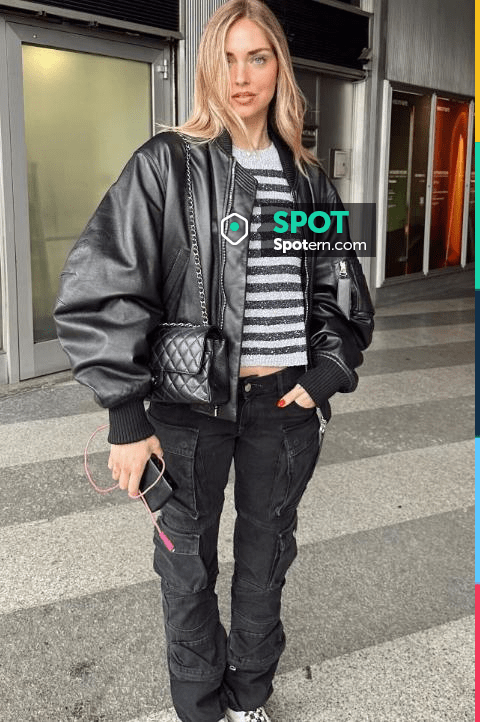The Attico Anja Black Bomber worn by Chiara Ferragni on her Instagram ...