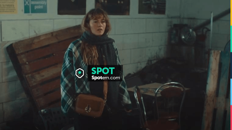 Mango Tartan Zip Front Knitted Jacket In Green worn by Emily Wright (Ruby Ashbourne Serkis) as ...