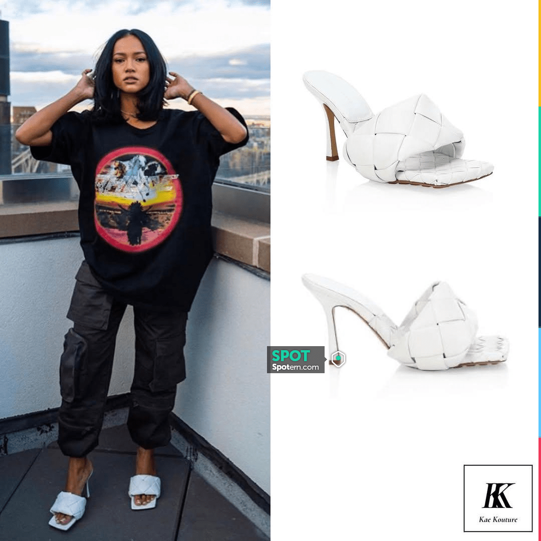 Bottega Veneta Intrecciato leather mules worn by Karrueche Tran on the ...