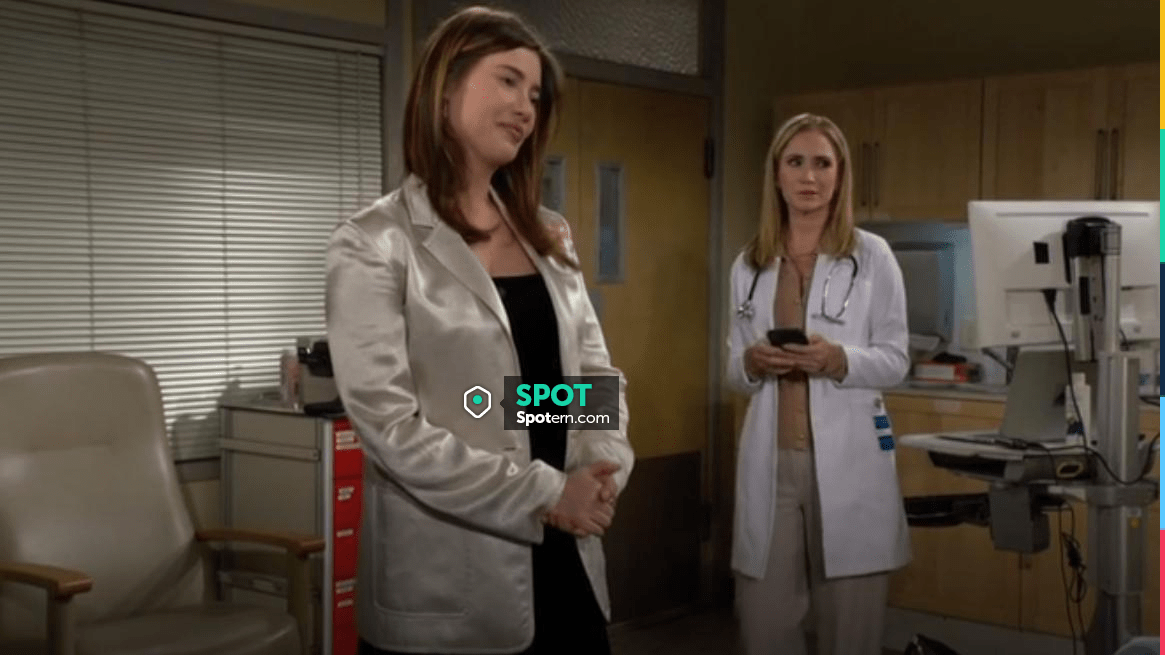 Helmut Lang Off-White Crinkled Blazer worn by Steffy Forrester ...