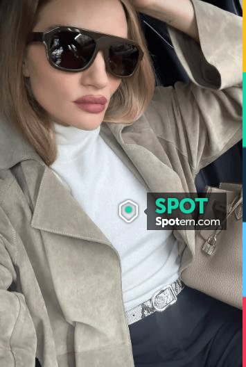 The Row Ikatu Wool Turtleneck Top worn by Rosie Huntington-Whiteley on ...