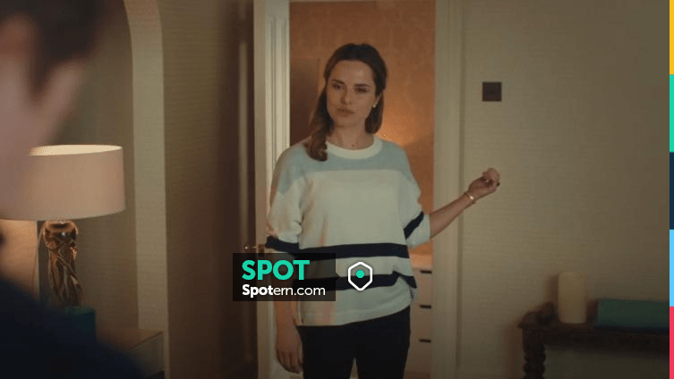 Reiss Allegra Wool Blend Striped Crew Neck Jumper worn by Georgia Wright (Zoë Tapper) as seen in ...