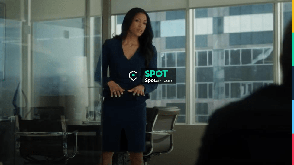 LK Bennett Jude Jacket in Teal worn by Erica Rollins (Lex Scott Davis) as seen in Suits LA ...