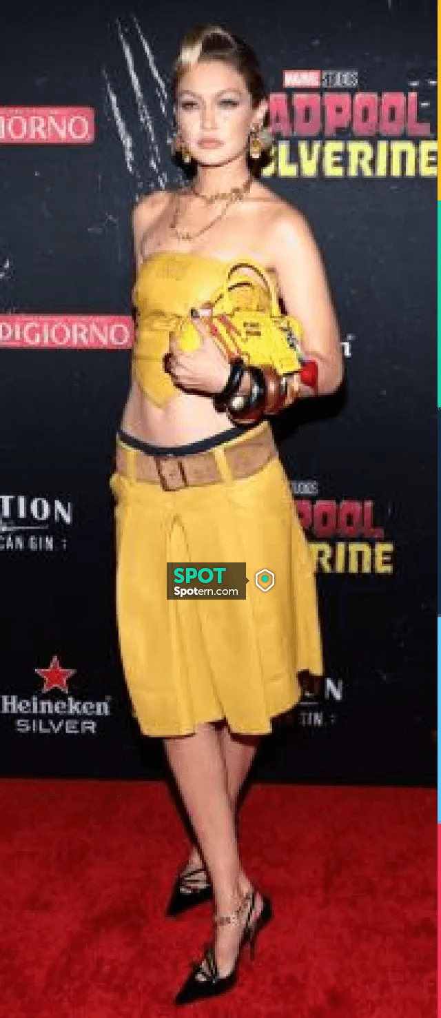 Miu Miu Large Pleated Midi Leather Skirt worn by Jelena Noura "Gigi ...