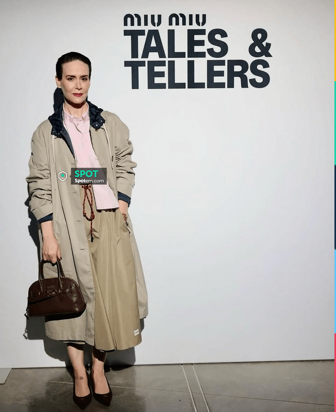 Miu Miu Reversible Single-Breasted Panama Cotton and Technical Ponge Coat worn by Sarah Paulson ...