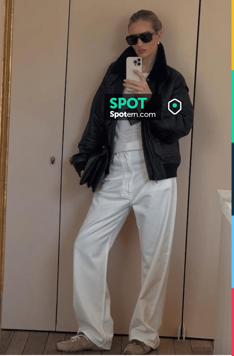 The Row Adonis Shearling-Trimmed Leather Jacket worn by Rosie ...