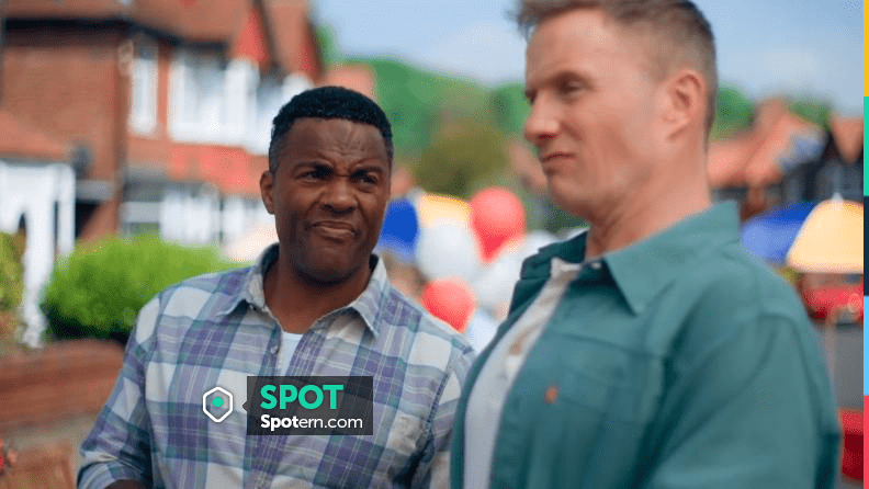 Fat Face Frensham Purple Check Shirt worn by Alan Spence (Ray Fearon ...