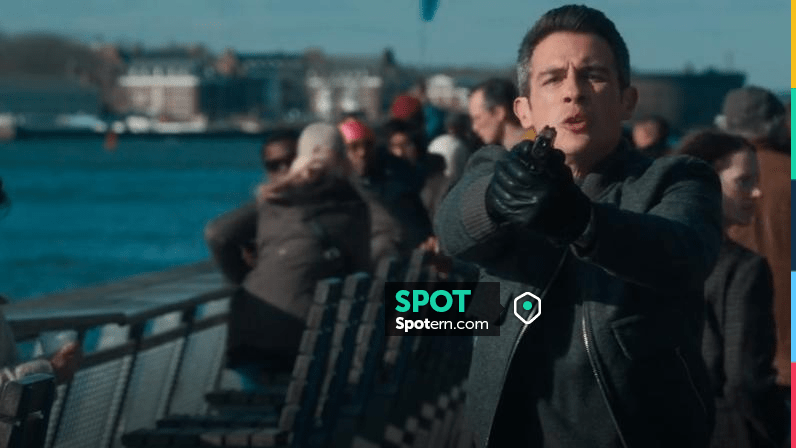 Alex Mill Dean Bomber Jacket In Wool In Charcoal worn by Stuart Scola (John Boyd) as seen in FBI ...