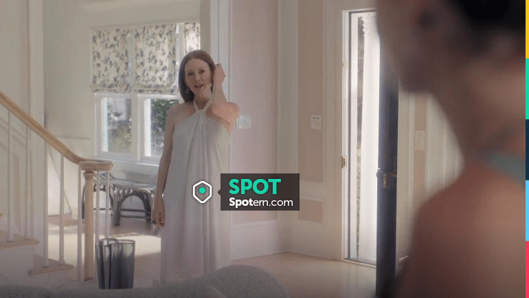 Vince Women's Twist Front Halter White Dress worn by Michaela Kell ...