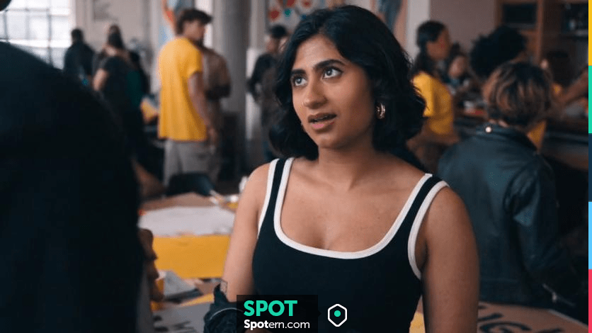 Mango Black Contrast Trim Tank Top worn by Issa (Amita Rao) as seen in ...