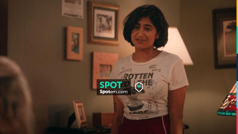 Mother Rotten To The Core White Graphic T-Shirt worn by Issa (Amita Rao ...