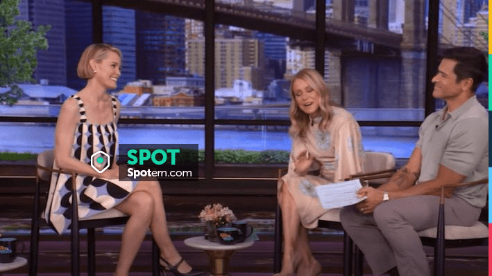 Oscar de la Renta Geometric Circle Trapeze Dress worn by Leslie Bibb as ...