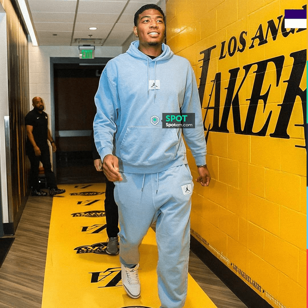 Jordan Blue Grey Flight Patch Hoodie porté par Rui Hachimura sur le ...