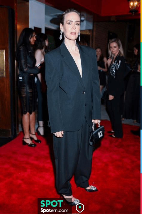 Roger Vivier Flower Strass Buckle Pumps in Satin worn by Sarah Paulson ...