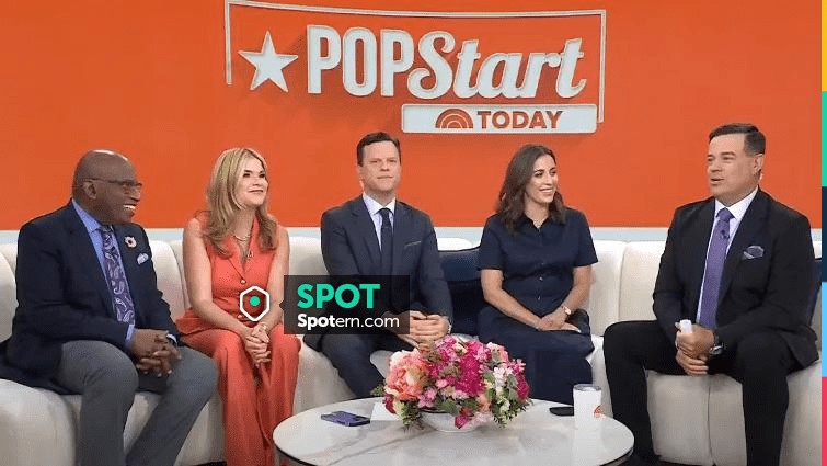 Veronica Beard Benny Linen Vest in Persimmon worn by Jenna Bush Hager ...