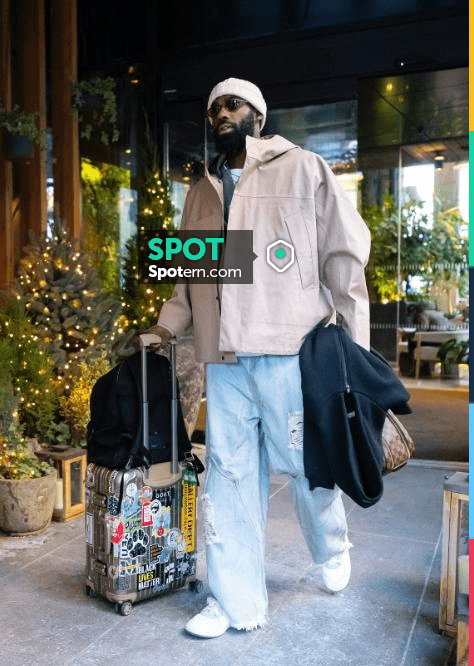 Lemaire Latte Beige Hooded Windbreaker Jacket worn by Tim Hardaway Jr. on the Instagram account ...