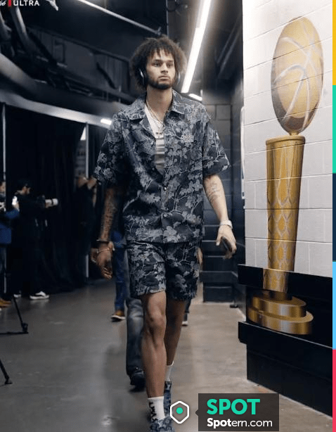 Louis Vuitton Blue Patchwork Denim LV Trainer Sneakers worn by Dereck ...