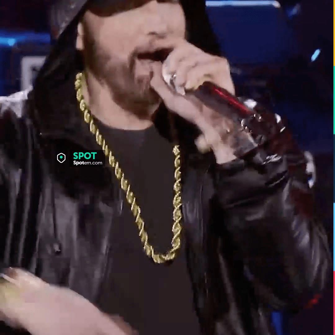 Rock And Roll Hall of Fame Eminem Hooded Leather Jacket worn by Eminem ...