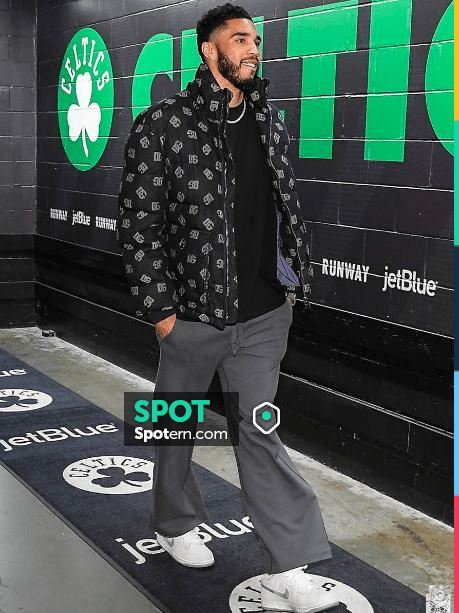 Dolce & Gabbana Grey Wide Leg Drawstring Pants worn by Jayson Tatum on ...