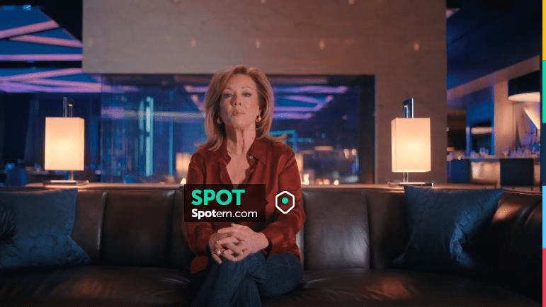 Vince Fitted Shaped Collar Long Sleeve Silk Top Blouse Currant worn by ...