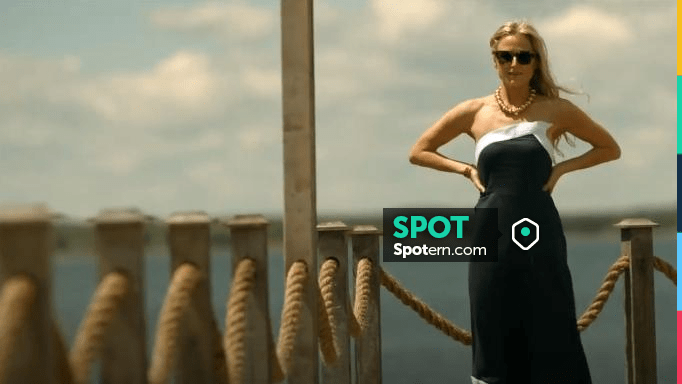 Staud Sirani Strapless Two-Tone Linen Midi Dres worn by Carrie Sinclair ...