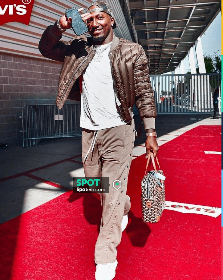 Rick Owens Dust Grey Side Snap Pusher Sweatpants worn by Deebo Samuel ...