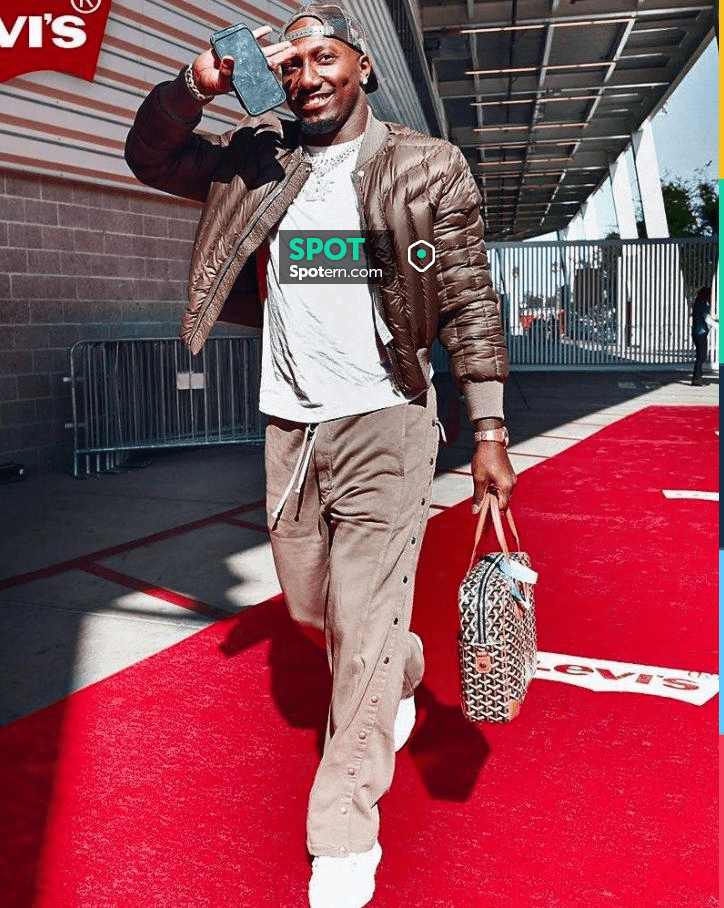 Rick Owens Brown Quilted Cropped Bomber Jacket worn by Deebo Samuel on ...