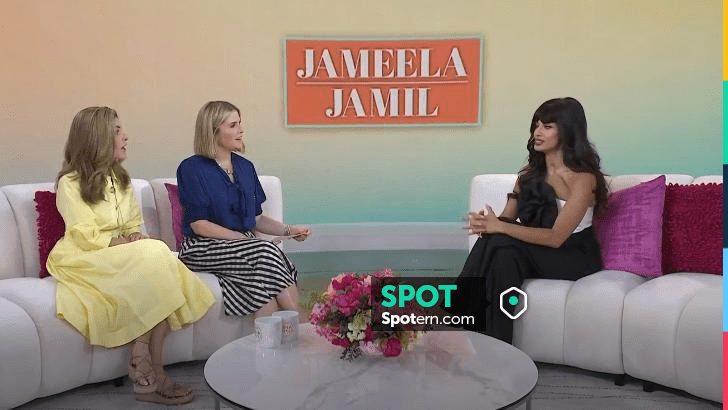 Carolina Herrera V-Waistband Wide-Leg Stretch Wool Pant worn by Jameela ...