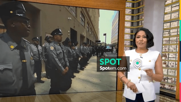 Veronica Beard Tamara Chaleco de lino en blanco roto usado por ...