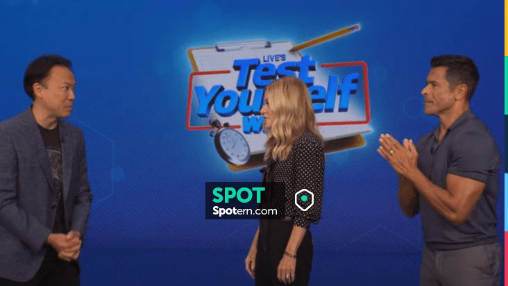 Saint Laurent Tie-Neck Polka-Dot Silk Blouse worn by Kelly Ripa as seen ...