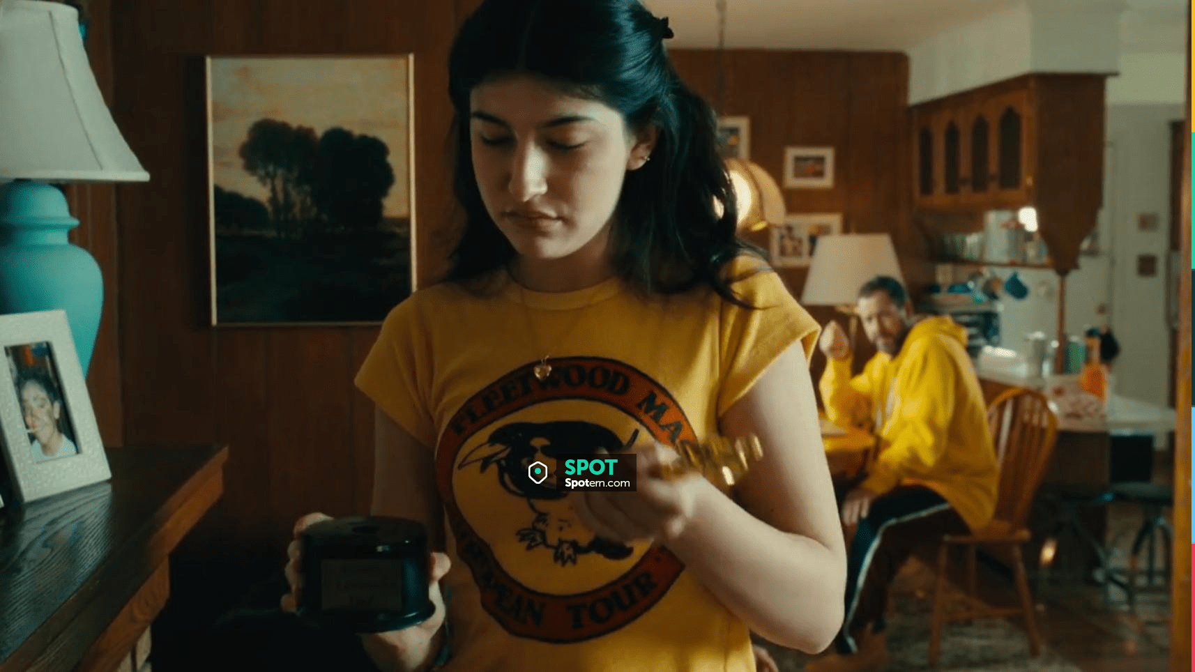 Fleedwood Mac Eurpean Tour 77 Yellow T-Shirt worn by Vienna Gilmore (Sunny Sandler) in Happy ...