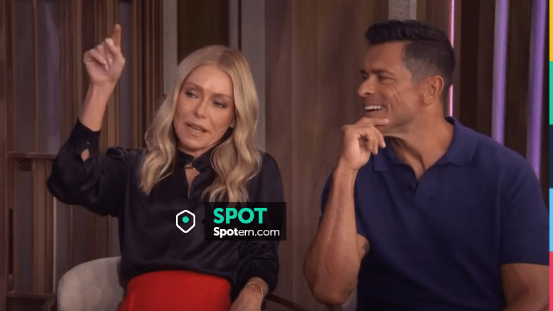 Saint Laurent Monogram Silk Jacquard Blouse worn by Kelly Ripa as seen ...