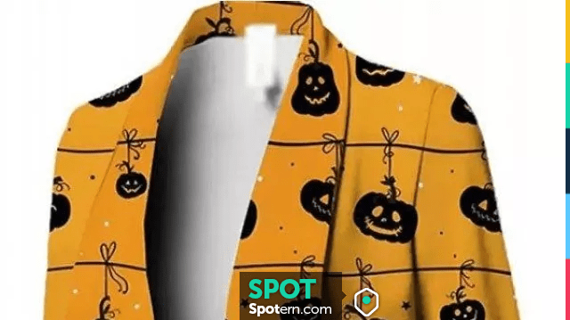 Halloween Pumpkin Printed Yellow Blazer worn by in Halloween | Spotern