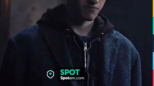 Xavier Thorpe Wednesday S01 Grey Wool Coat worn by Xavier Thorpe (Percy ...