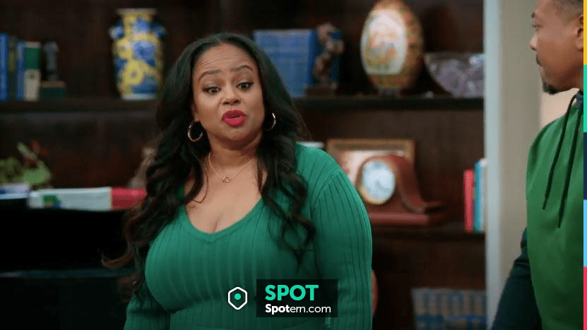 Ashley Stewart Green Ribbed Belted Dress worn by Leah (Courtney Nichole ...