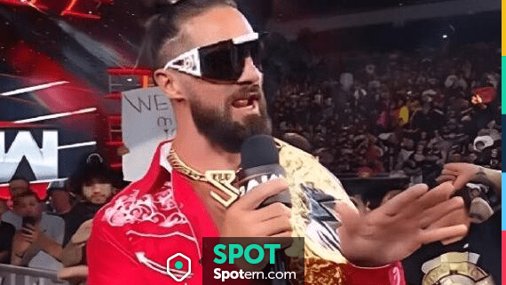 WWE Raw Red Embroidered Shirt worn by Seth Rollins in AJ Lee baits Seth ...