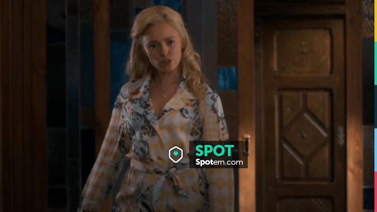 Balmain Baroque-Print Belted Pajama Shirt worn by Fruzsi (Anne-Marie ...