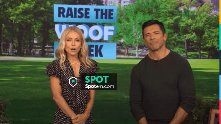 Michael Kors Collection Ruffled Polka-Dot Midi Dress worn by Kelly Ripa ...