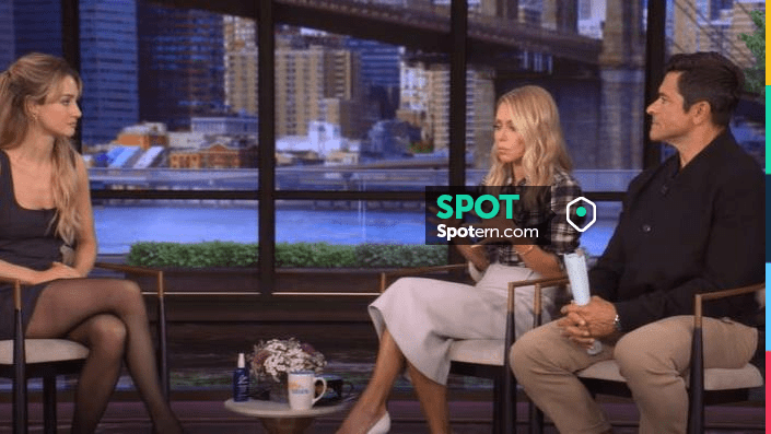 Saint Laurent Plaid Neck-Tie Silk Blouse worn by Kelly Ripa as seen in ...