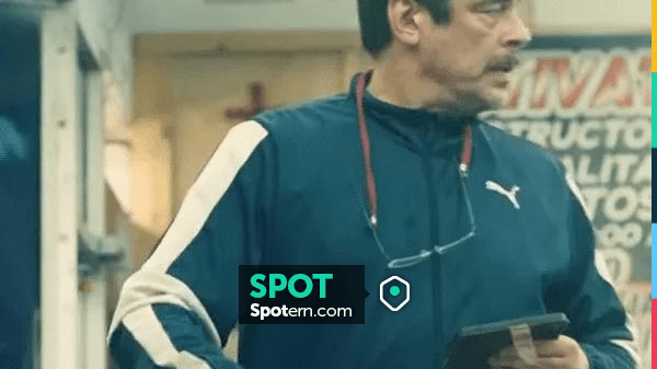 One Battle After Another Benicio Del Toro Blue Track Jacket worn by ...