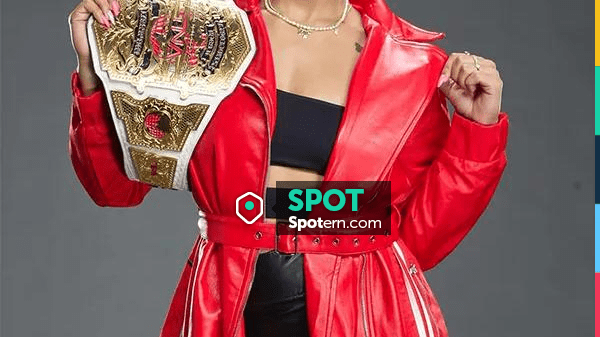 WWE NXT Kelani Jordan Red Leather Trench Coat worn by (Kelani Jordan ...
