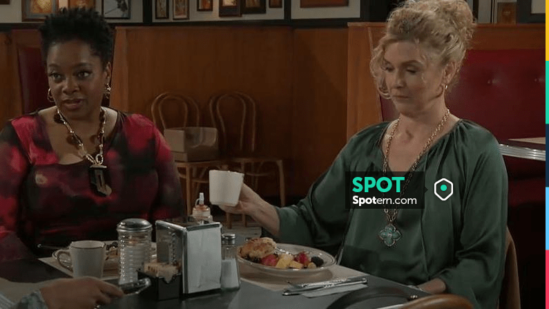 1.State Woven V-Neck Long Wide Sleeve Blouse worn by (Jerri Tubbs) as ...